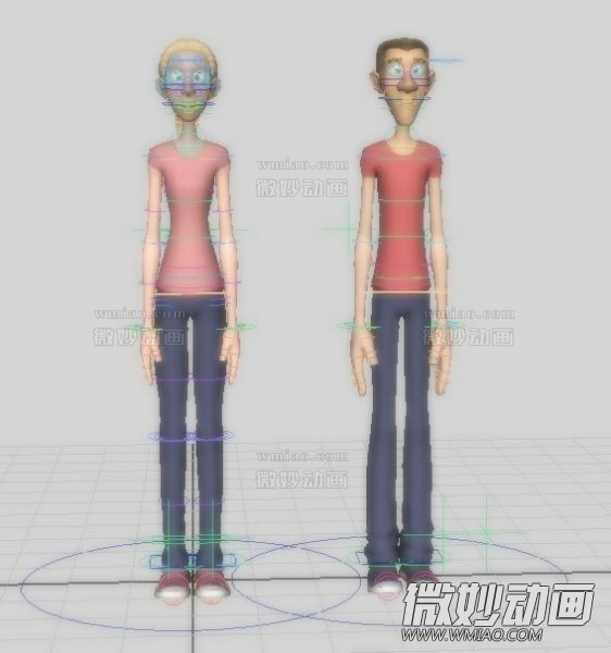 精品Rig模型分享-malcolm_Maya带骨骼男女模型很常见的 - CG模型 - 微妙网wmiao.com