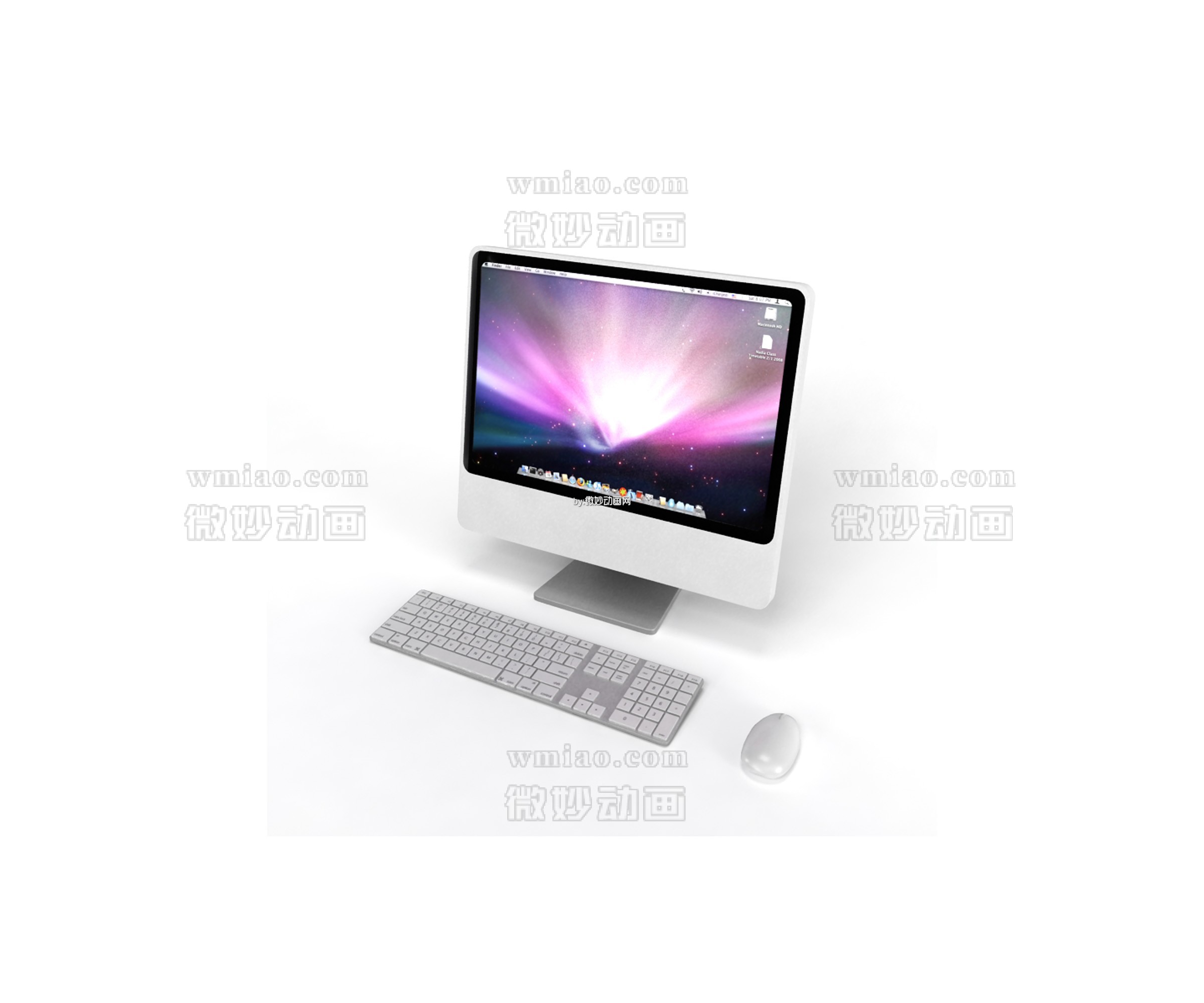 APPLE苹果电脑MAC苹果一体机3DMAX模型下载 台式电脑PC模型 - CG模型 - 微妙网wmiao.com
