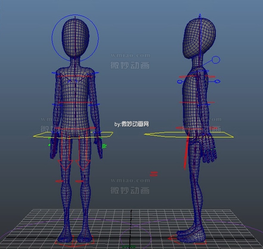 Basic Human Biped卡通男孩动画师练习Maya模型下载 - CG模型 - 微妙网wmiao.com