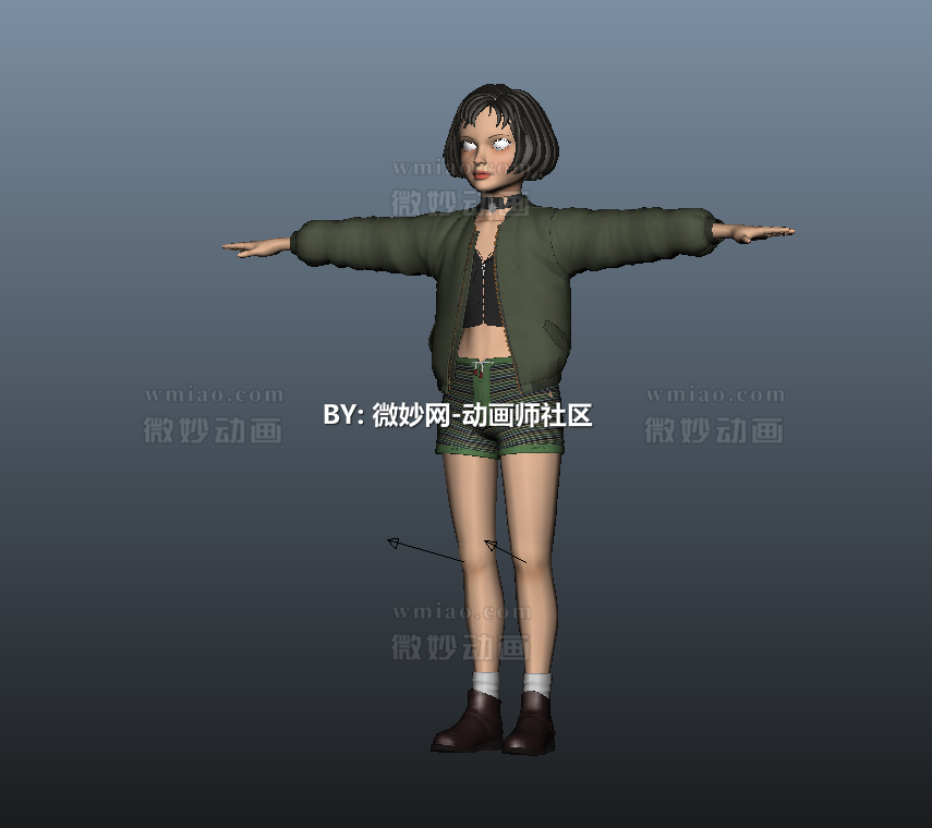 Mathilda Rig 1.0卡通美女角色maya模型带绑定贴图 - CG模型 - 微妙网wmiao.com