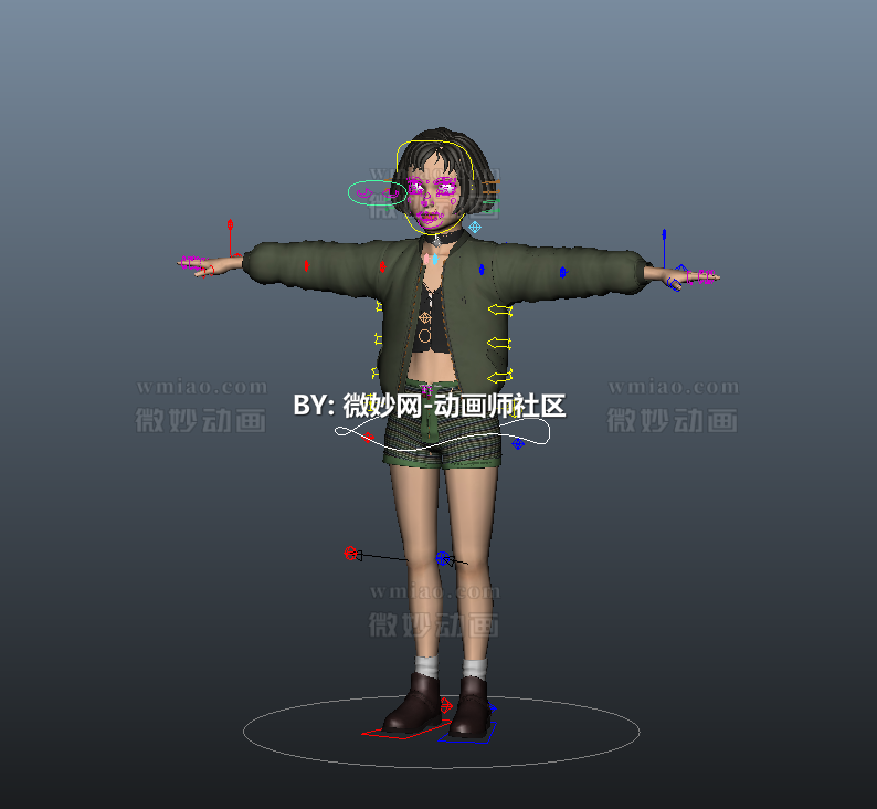 Mathilda Rig 1.0卡通美女角色maya模型带绑定贴图 - CG模型 - 微妙网wmiao.com
