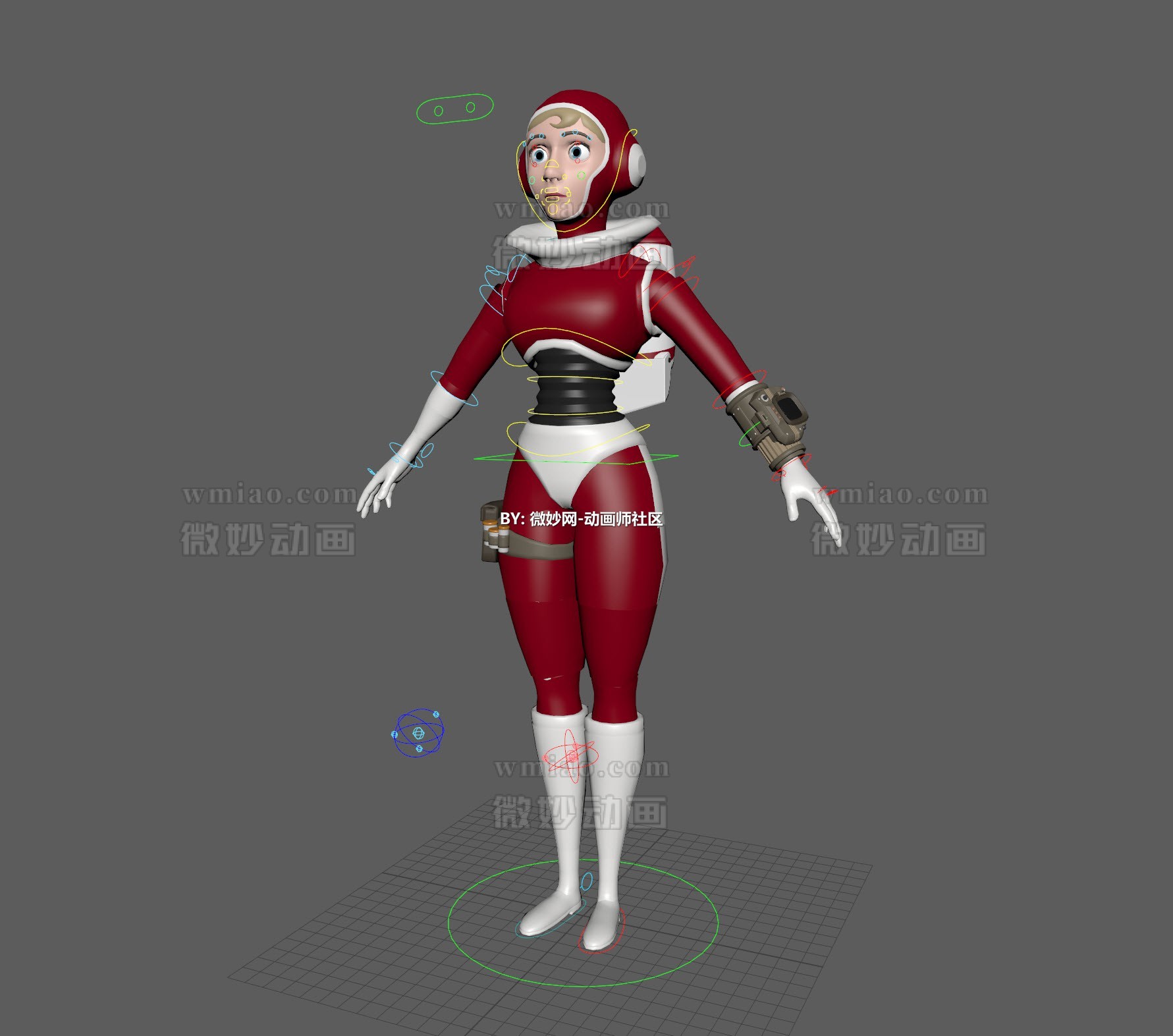 RE-UPLOADED - Rocket Girl rig for Maya 2016.5 and blaster gun prop - CG模型 - 微妙网wmiao.com