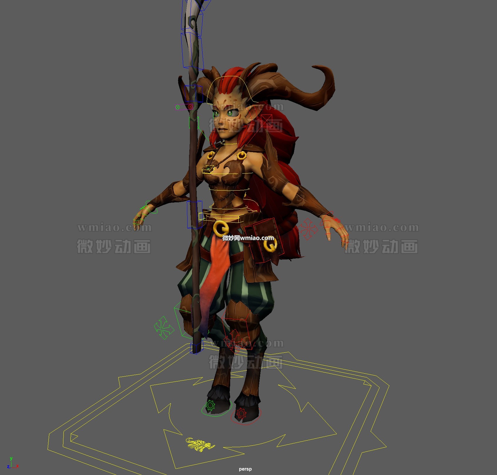 国外精品女羊人maya角色绑定模型Faun fantasy rig with textures - CG模型 - 微妙网wmiao.com