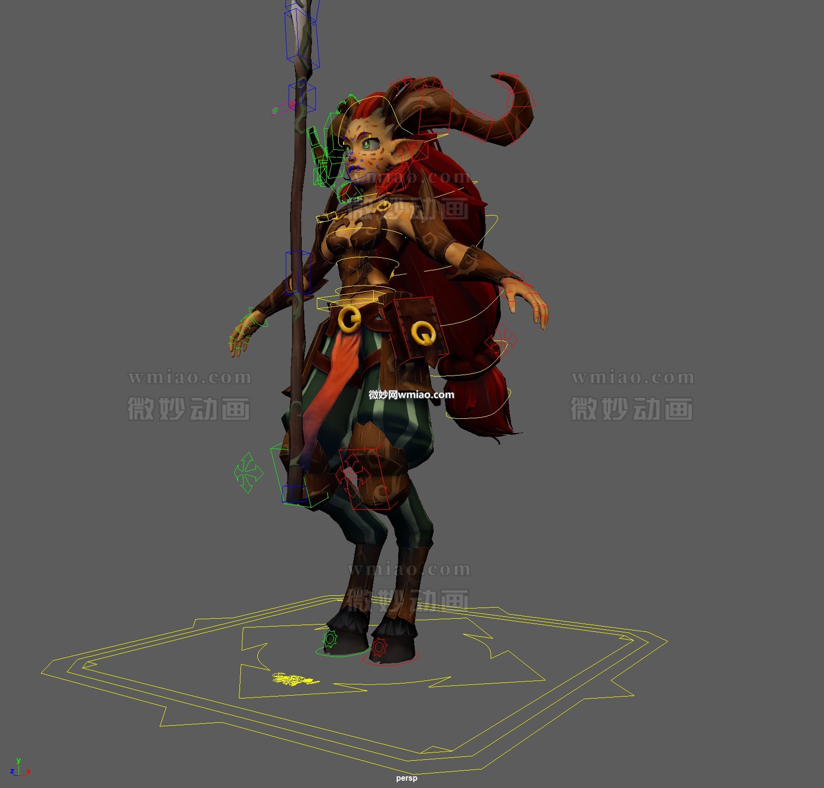 国外精品女羊人maya角色绑定模型Faun fantasy rig with textures - CG模型 - 微妙网wmiao.com