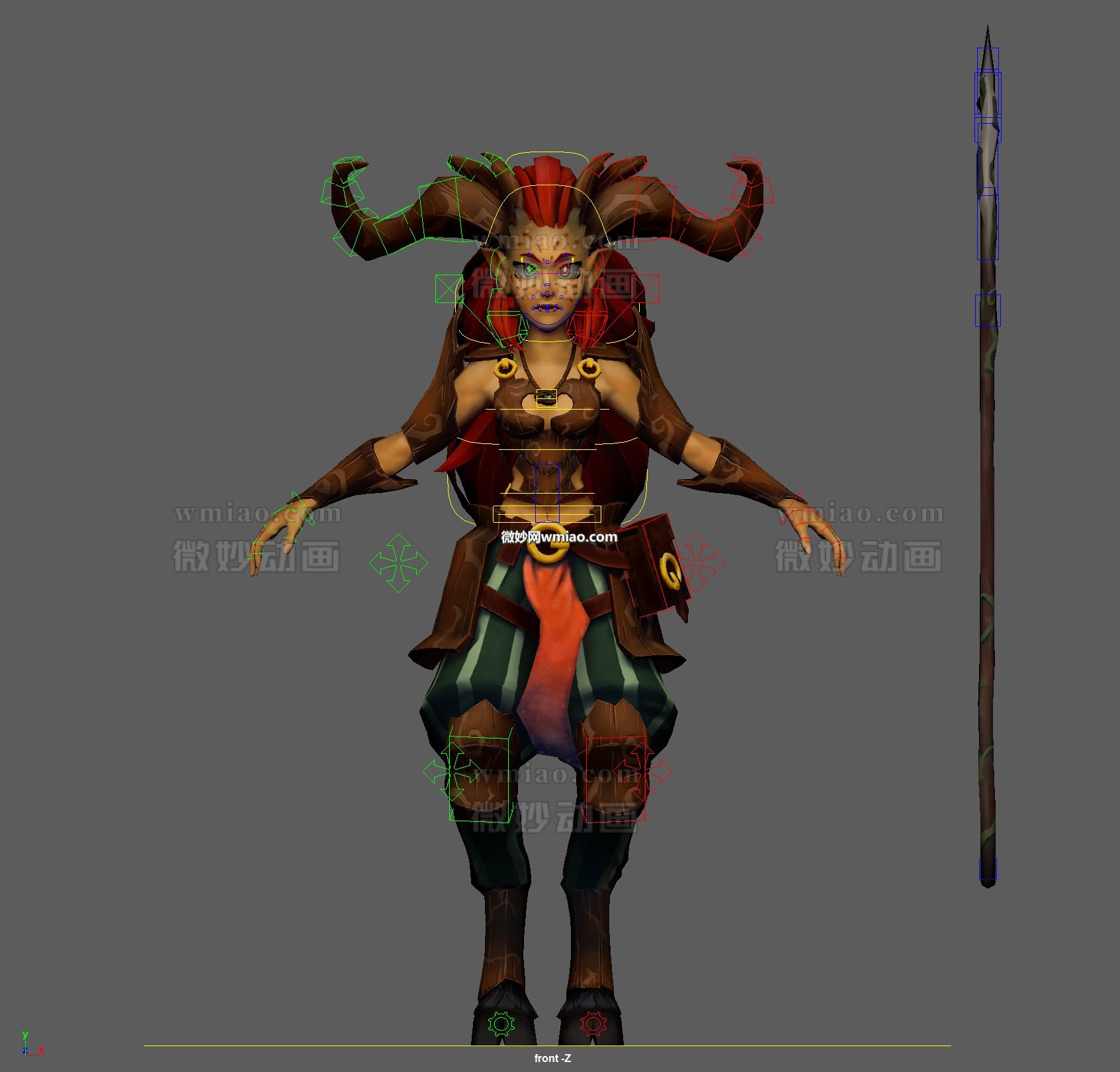 国外精品女羊人maya角色绑定模型Faun fantasy rig with textures - CG模型 - 微妙网wmiao.com