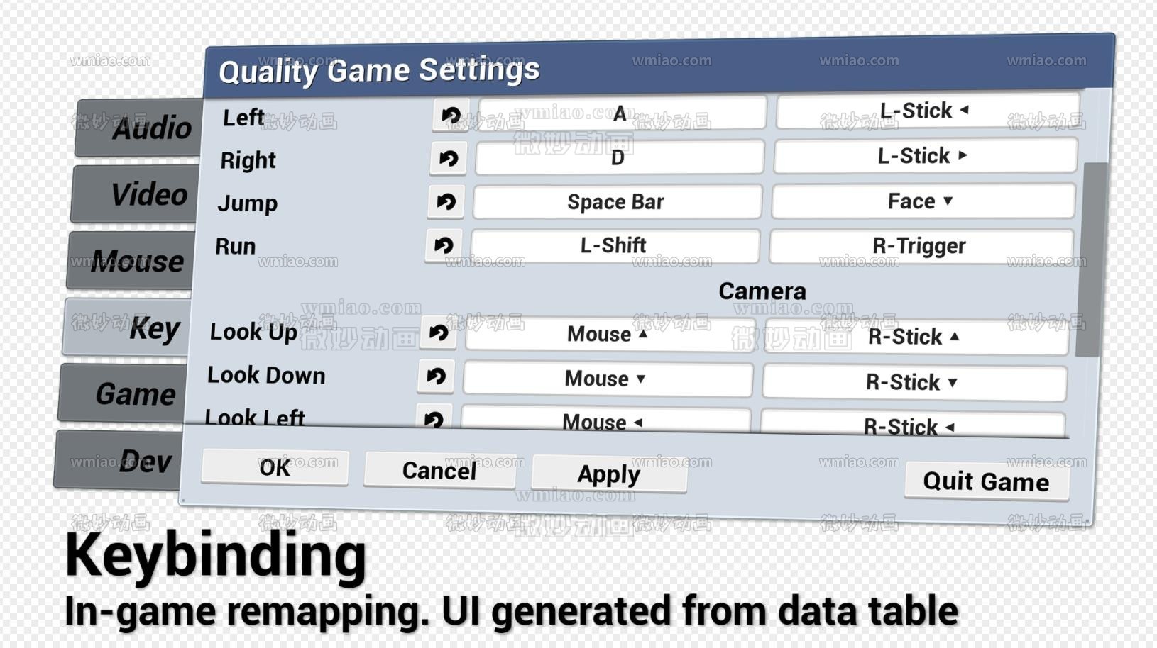UE4游戏开发资源包游戏设置菜单Quality Game Settings - UE资源 - 微妙网wmiao.com