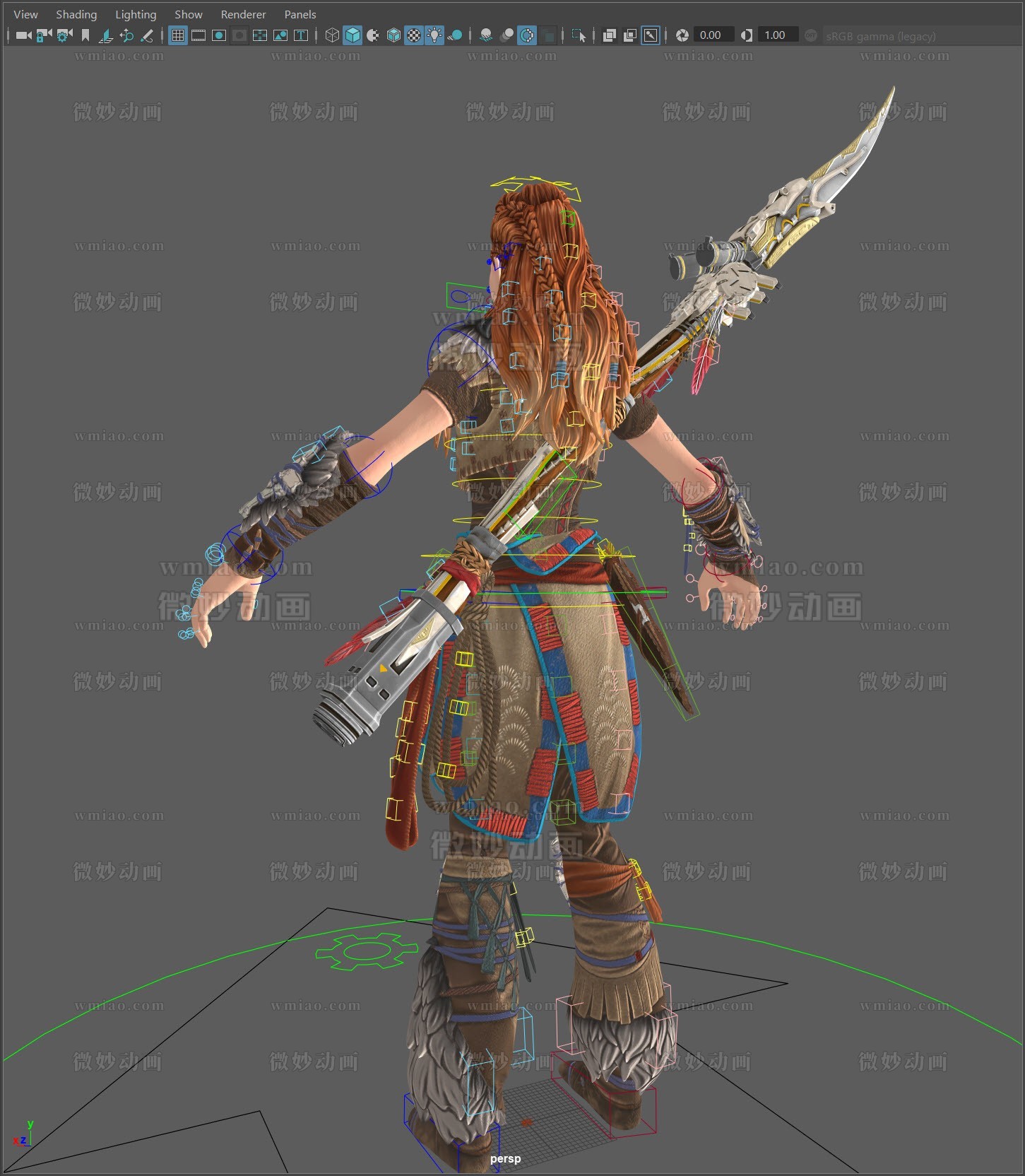 国外精品古代女战士角色Maya模型Aloy ancient worrier full rigged and textured - CG模型 ...