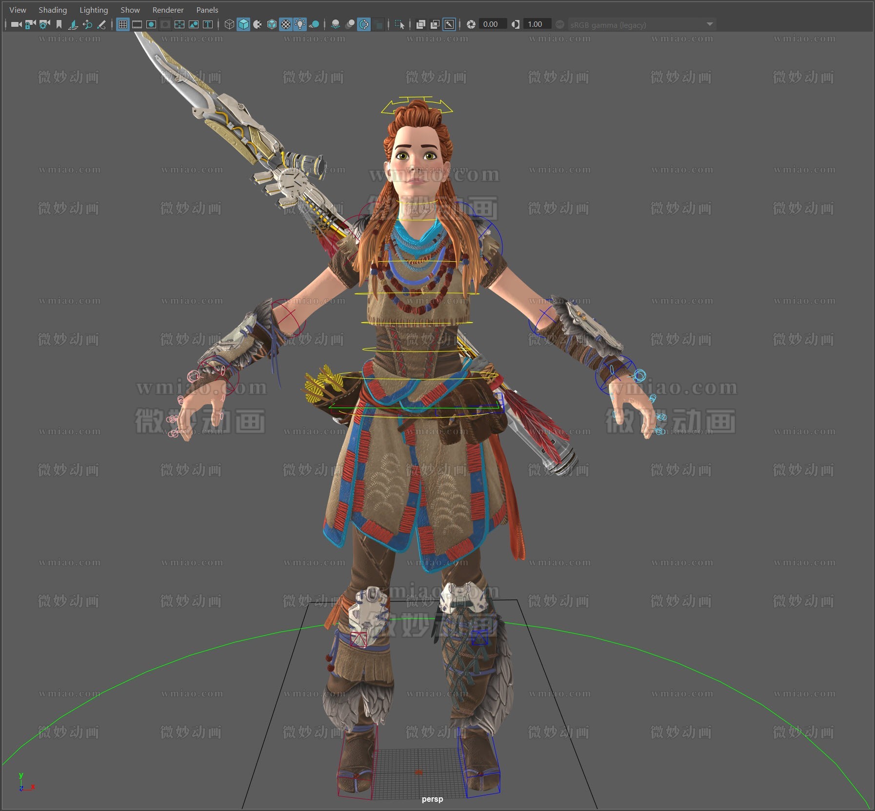 国外精品古代女战士角色Maya模型Aloy ancient worrier full rigged and textured - CG模型 ...