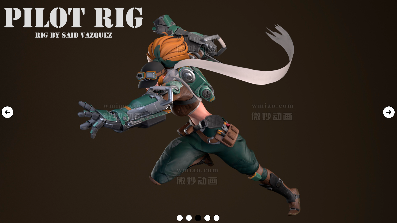 搬运——Pilot Rig (Maya 2020+)帅气女飞行员战士 - CG模型 - 微妙网wmiao.com