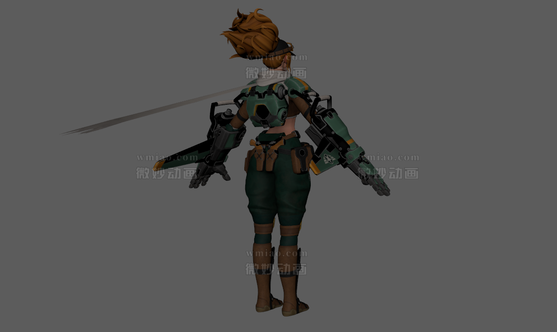 搬运——Pilot Rig (Maya 2020+)帅气女飞行员战士 - CG模型 - 微妙网wmiao.com