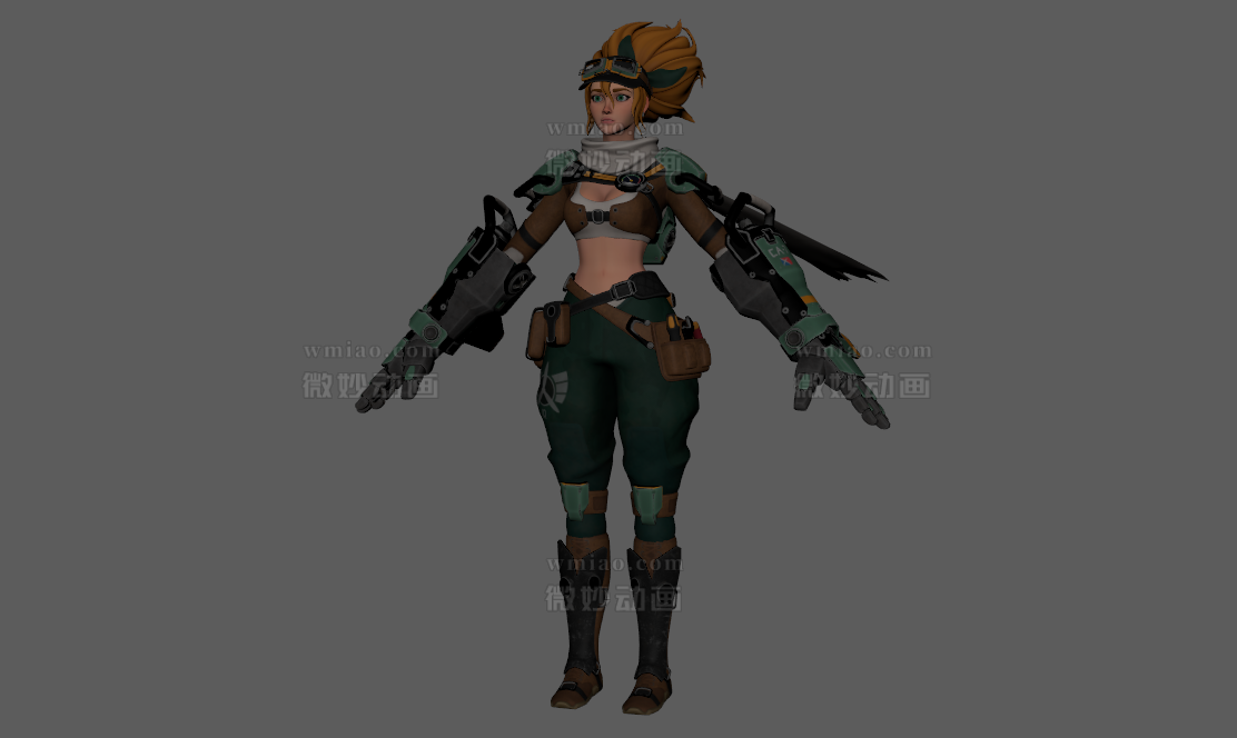 搬运——Pilot Rig (Maya 2020+)帅气女飞行员战士 - CG模型 - 微妙网wmiao.com
