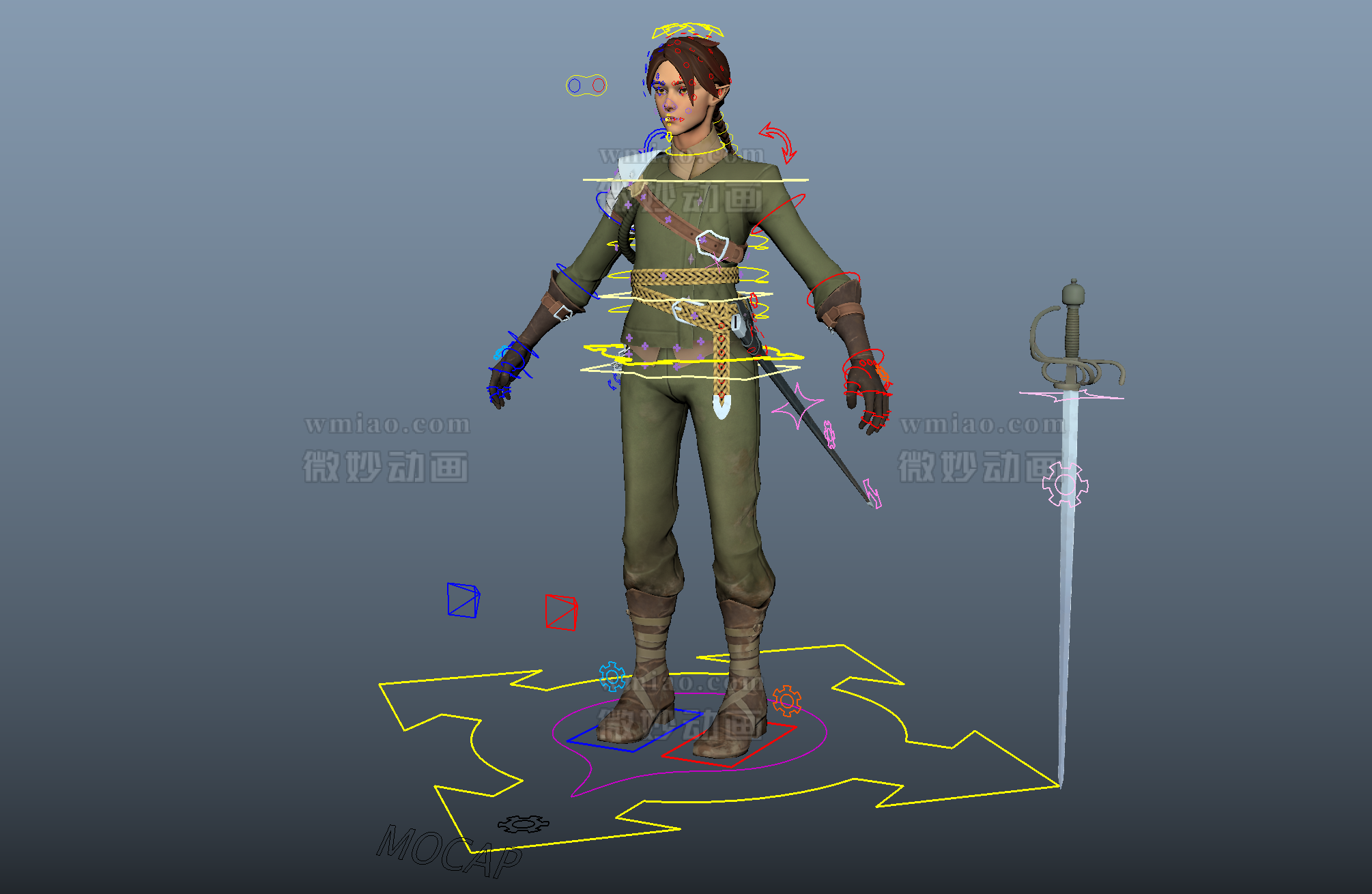 Kynan rig女性士兵战士Maya角色模型 - CG模型 - 微妙网wmiao.com