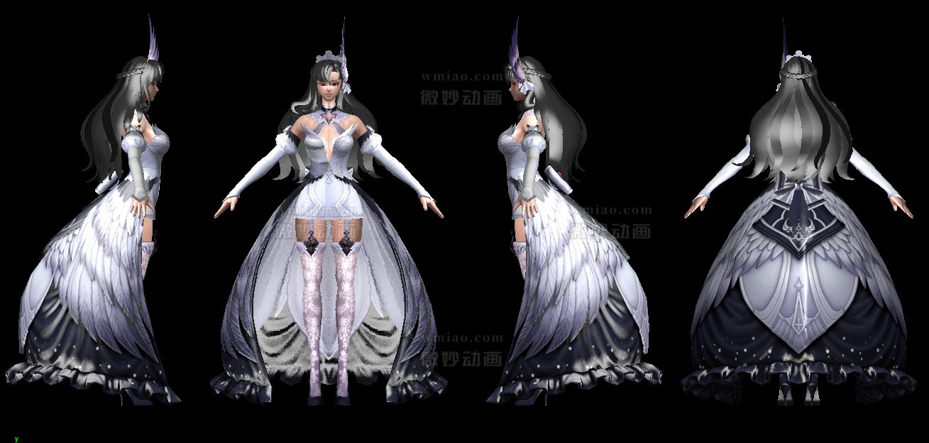 Airen绑定，有四套衣服可换装-性感美女角色Maya模型 - CG模型 - 微妙网wmiao.com