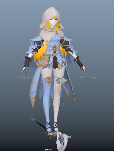 性感白丝金发女性法师 - CG模型 - 微妙网wmiao.com