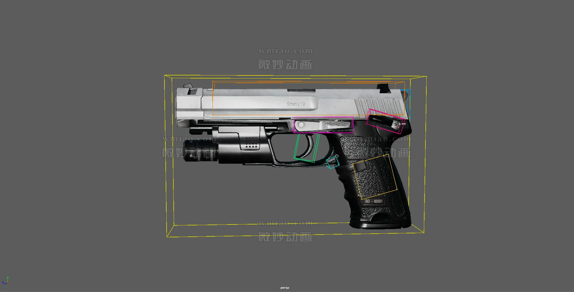 SG09-R Pistol RE4 Remake Rig Maya手枪模型绑定带贴图 - CG模型 - 微妙网wmiao.com