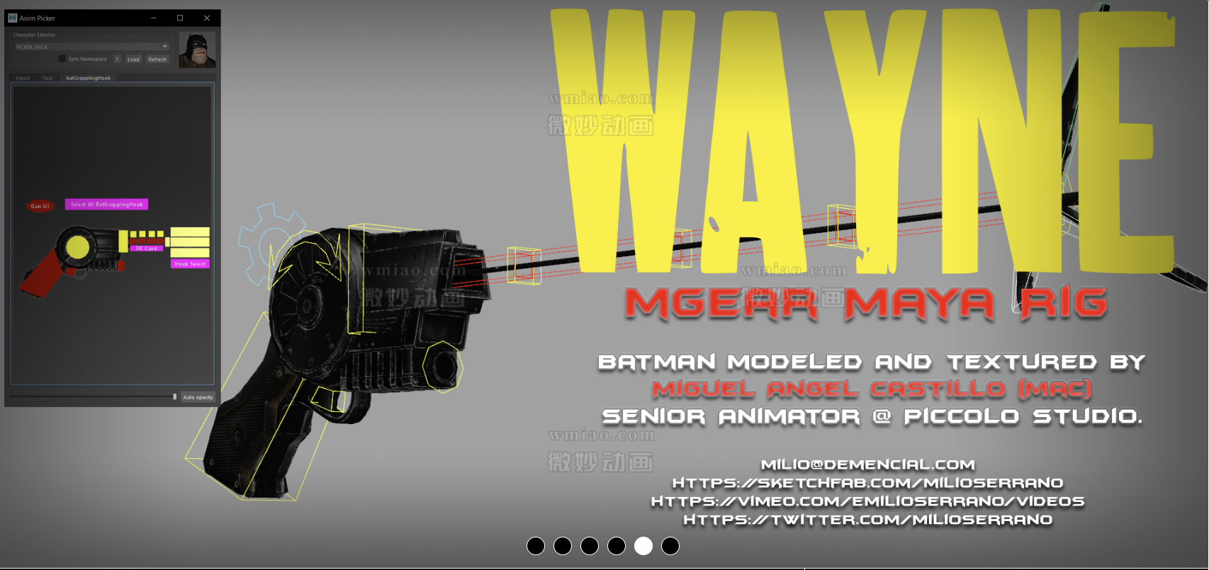 蝙蝠侠 韦恩 - Maya (mGear) 模型带绑定贴图 - CG模型 - 微妙网wmiao.com