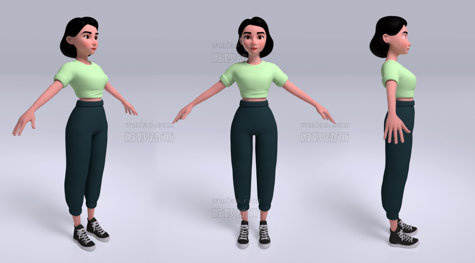 短发欧美女性角色人物Maya模型 Diana Maya Rig - CG模型 - 微妙网wmiao.com